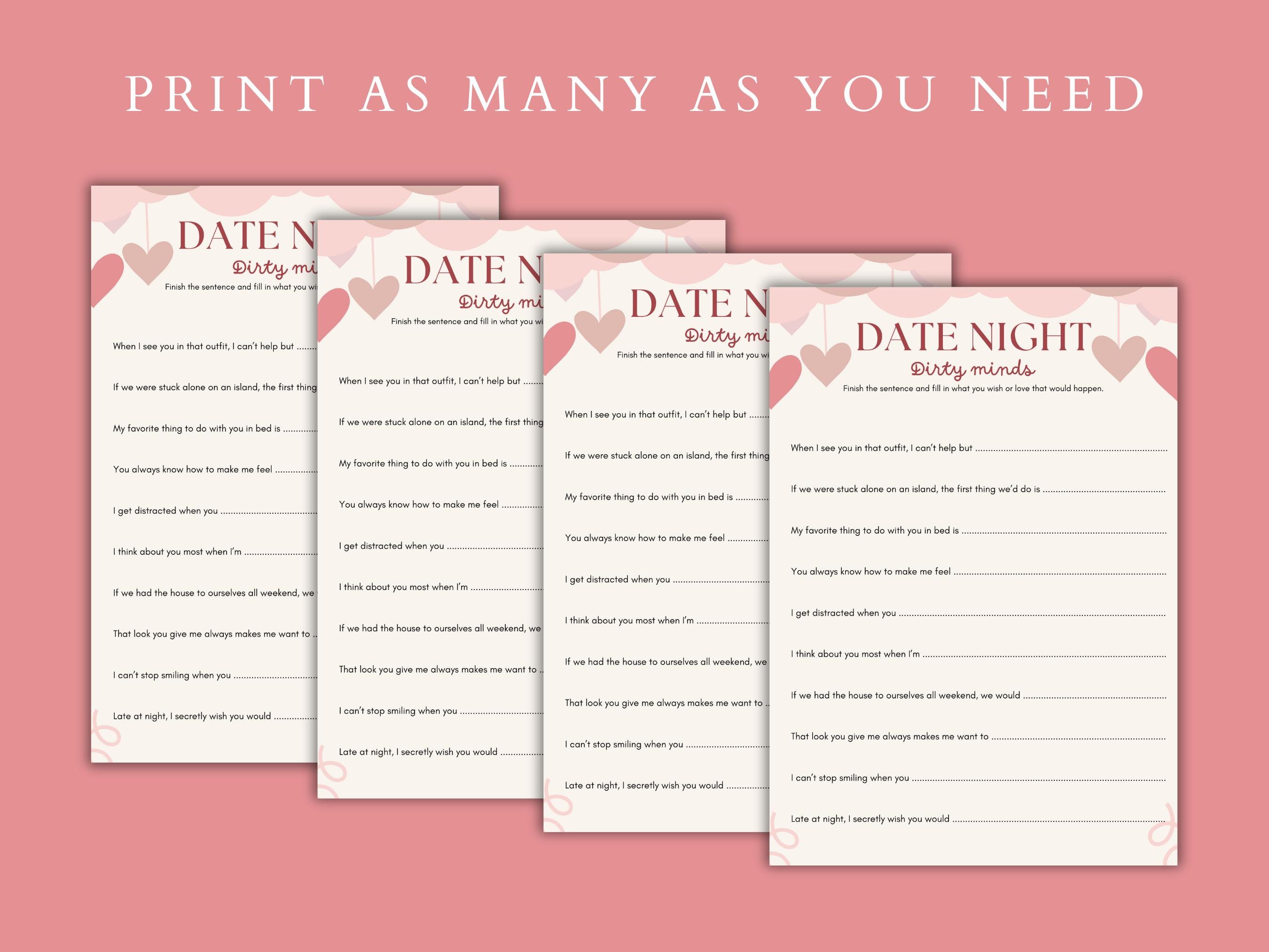 Date Night Dirty Minds Game, Printable Trivia for Couples, Fun Adult ...