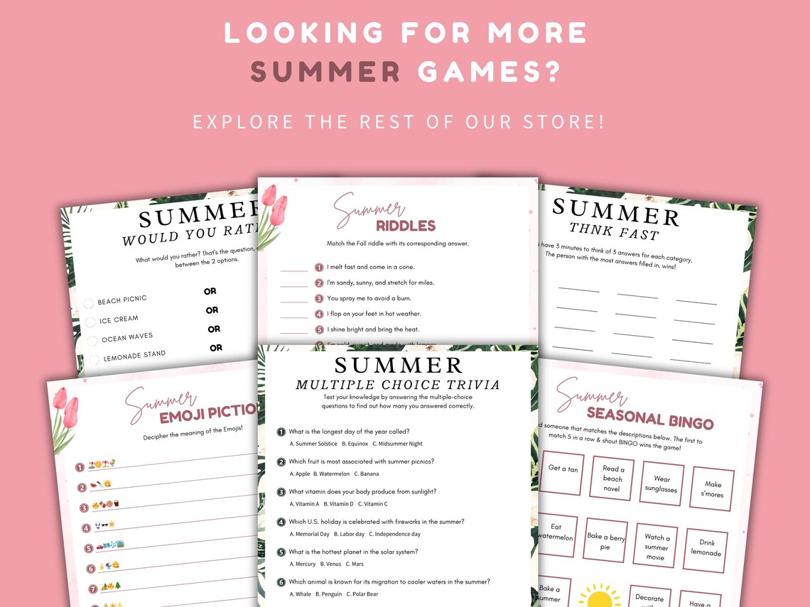 Summer Emoji Pictionary Game: Printable Party Quiz (PDF Download) - Etsy