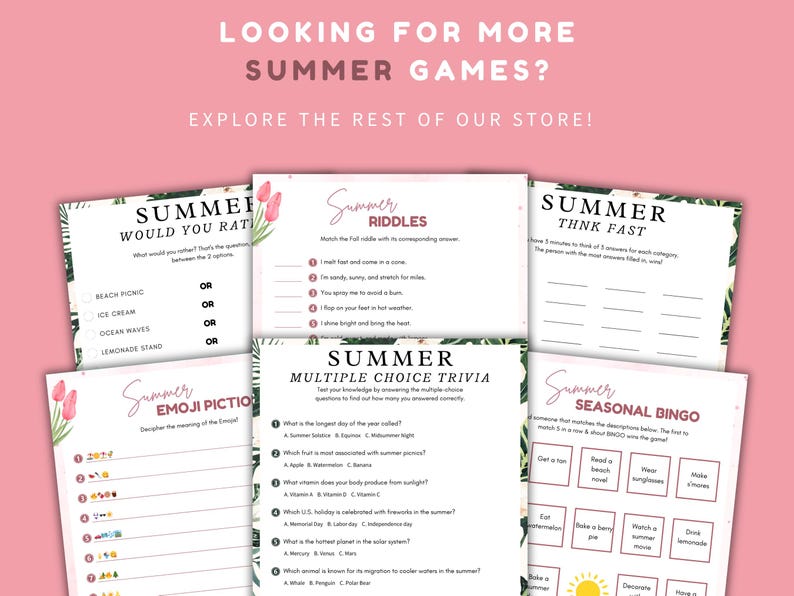 Summer Emoji Pictionary Game: Printable Party Quiz (PDF Download) - Etsy