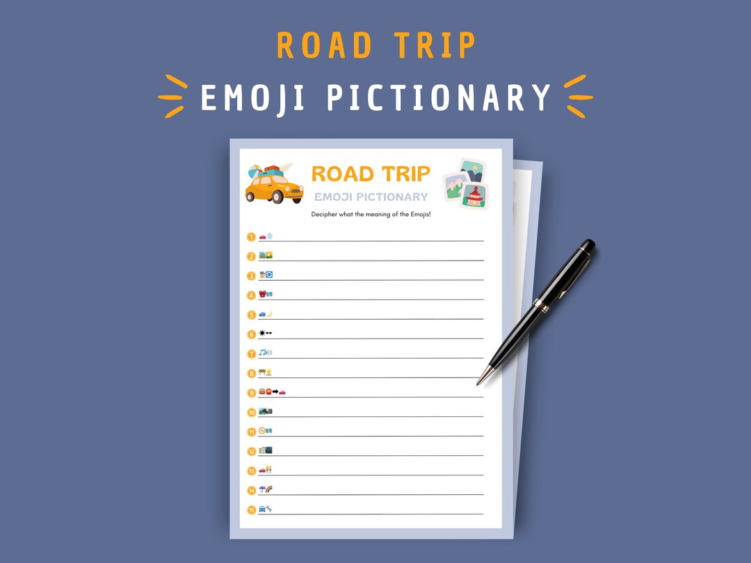 Road Trip Emoji Pictionary | Instant Download | Road Trip Game ...