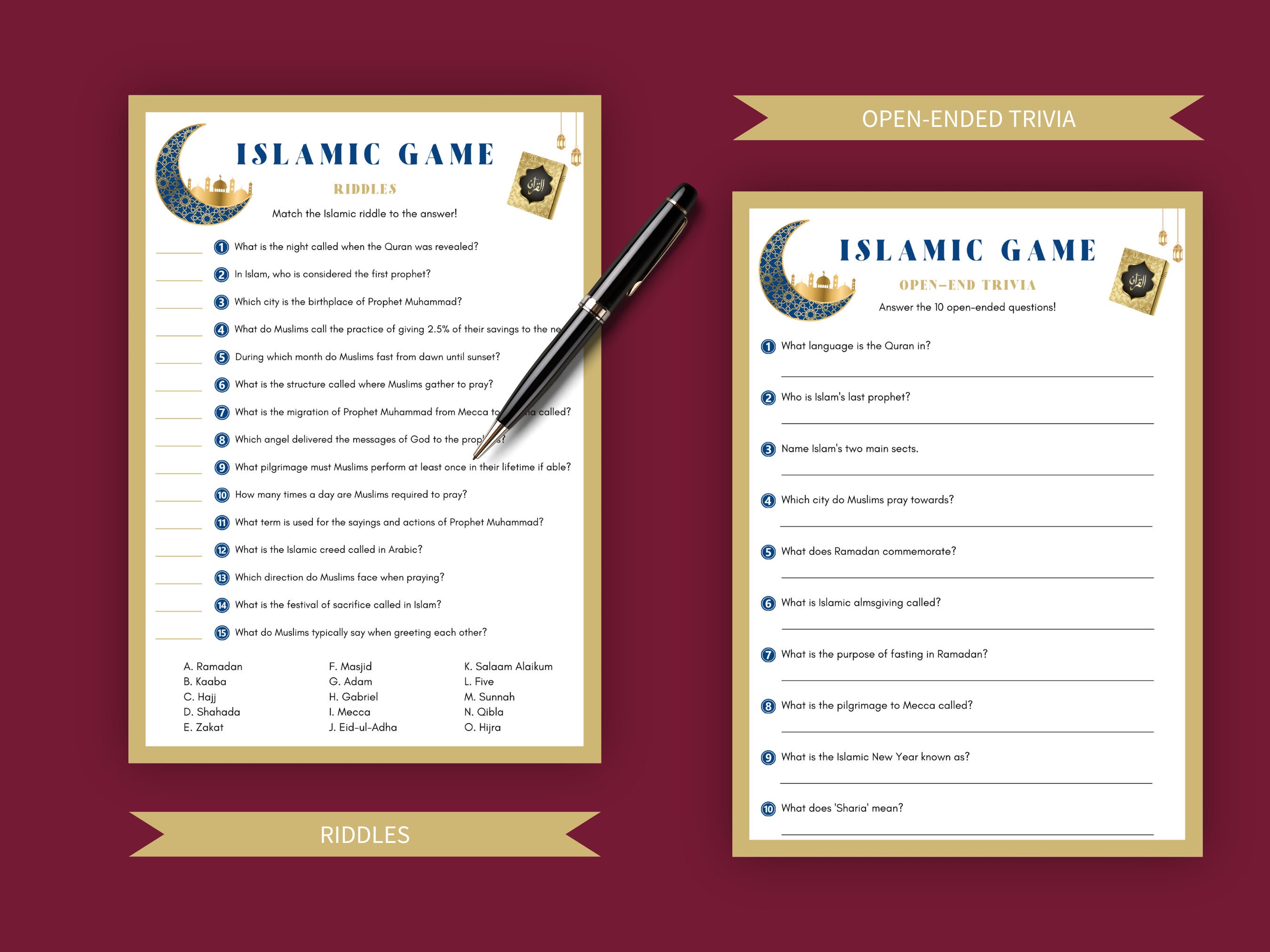 Islamic Games Bundle: Muslim Trivia, Family Game Night (digital ...