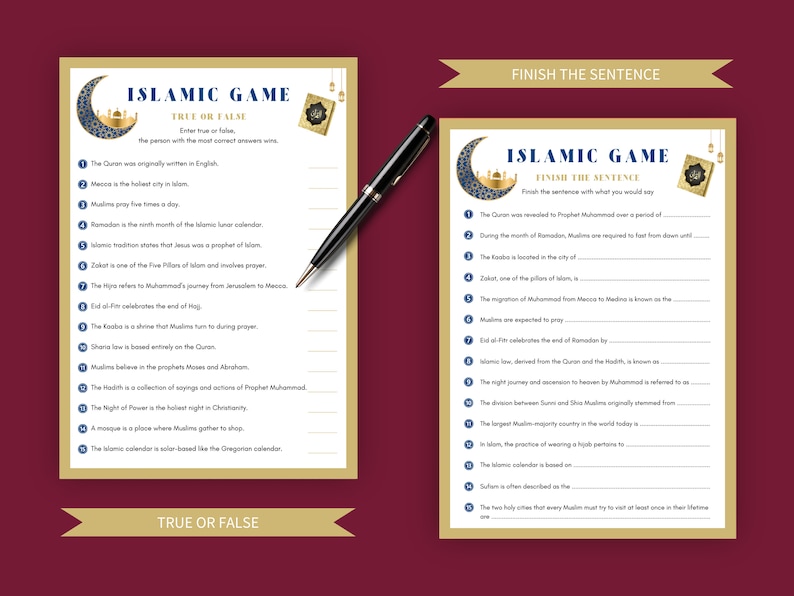Islamic Games Bundle: Muslim Trivia, Family Game Night (digital ...