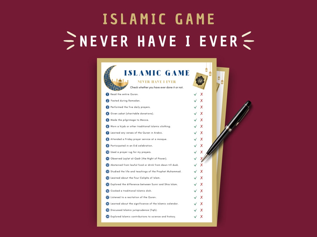 Islamic Never Have I Ever Game Printable, Muslim Family Game Night ...