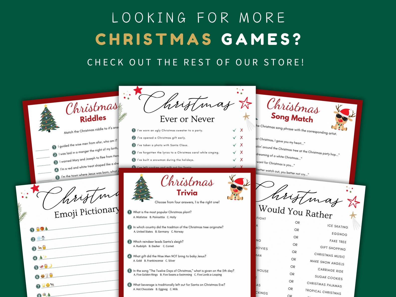 Christmas Emoji Pictionary Game, Printable Holiday Guessing Game ...