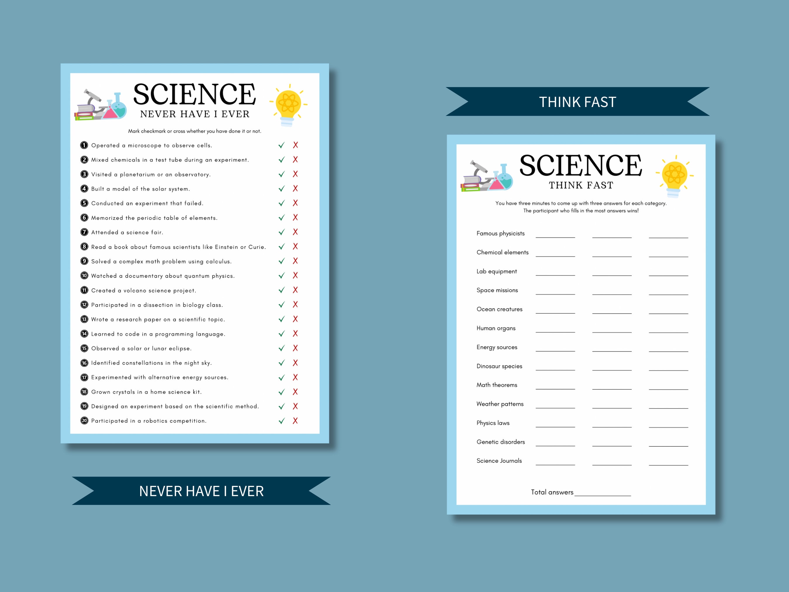 Printable Science Games Bundle: 10-in-1 Trivia, Pictionary, Riddles ...