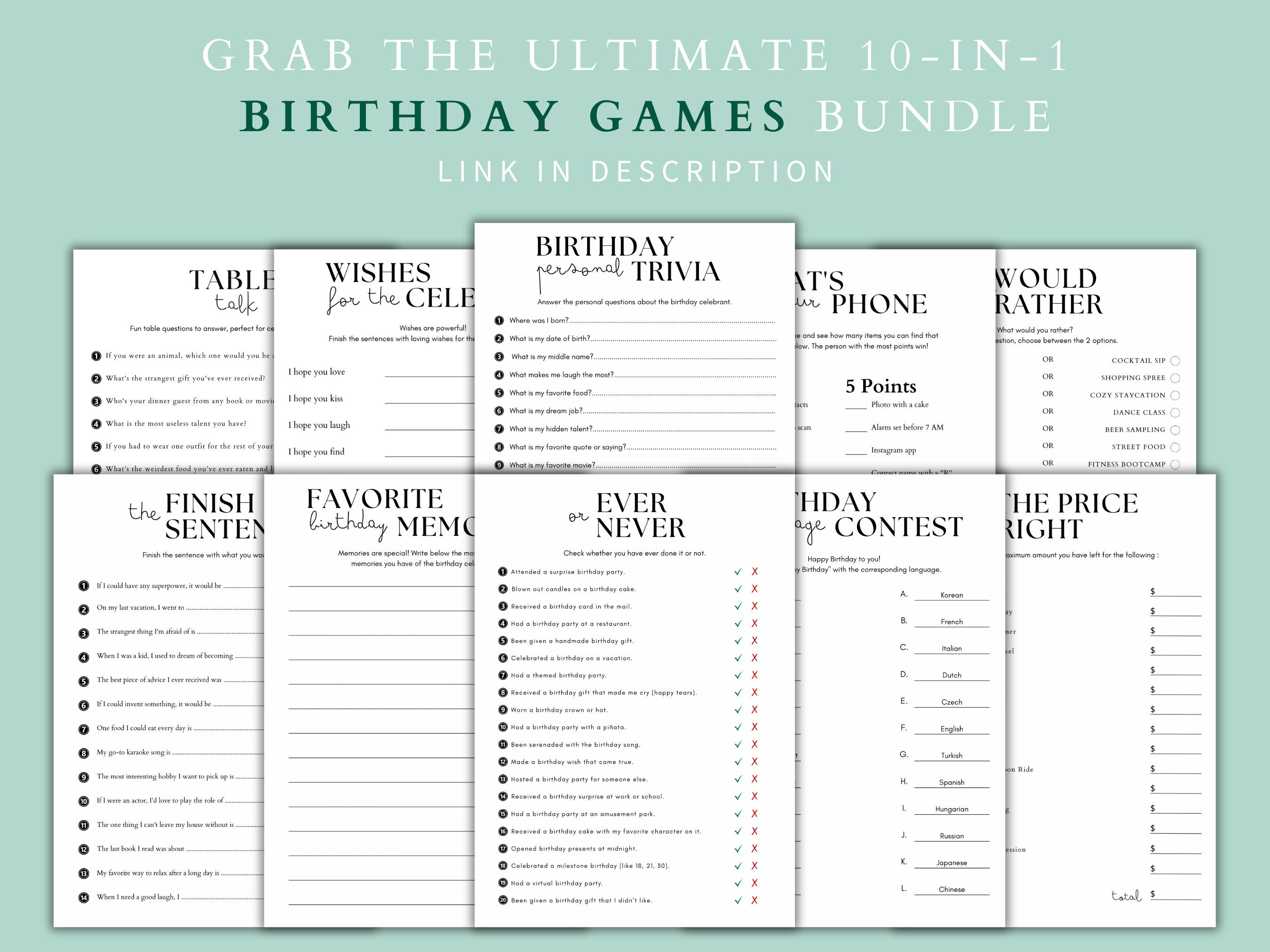 Personal Trivia Birthday Game | Printable Family Game | Birthday Party ...