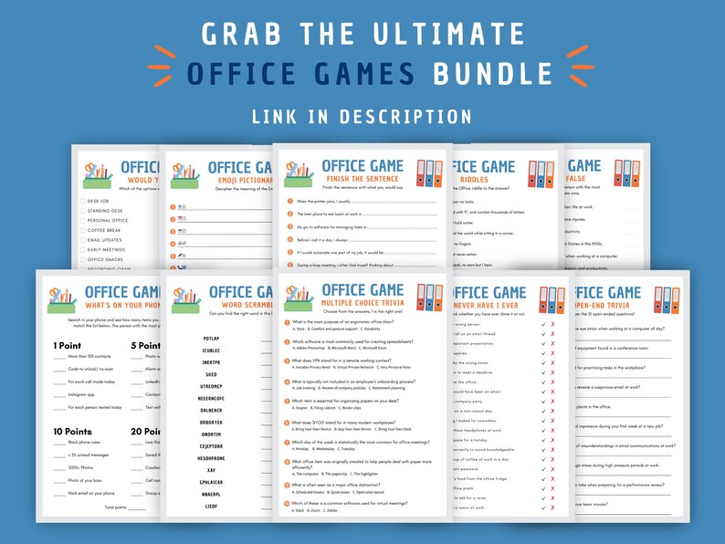 Office Games Open-end Trivia Printable Team Building Game Workplace ...