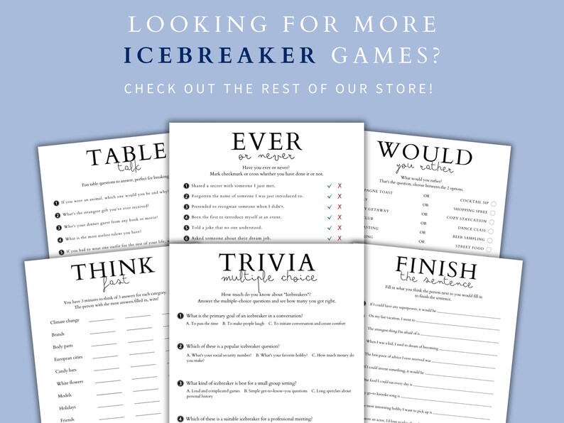 Printable Icebreaker Trivia Game | Open-end Trivia Questions | Family ...