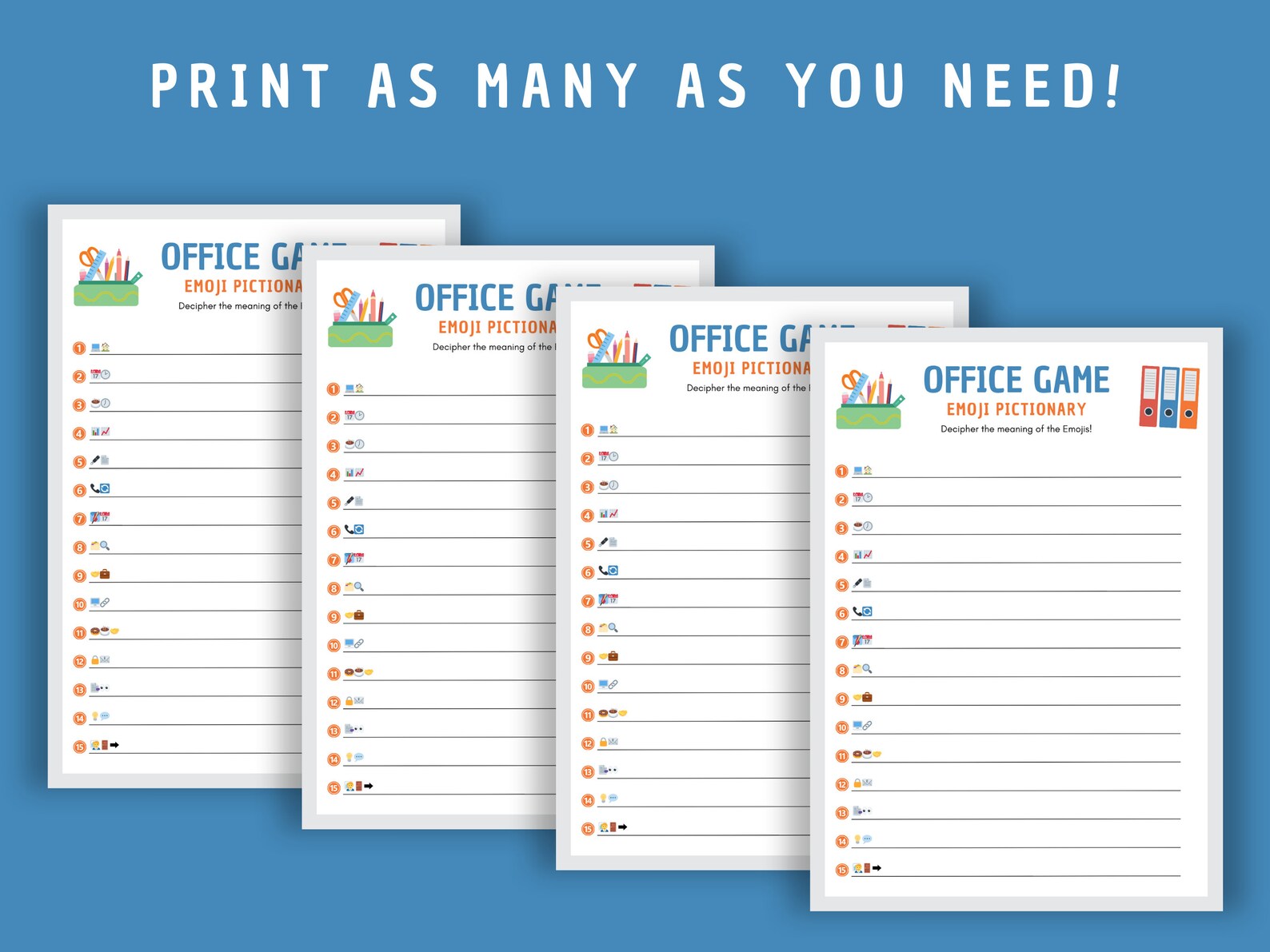 Office Games Emoji Pictionary, Printable Office Game for Team Building ...