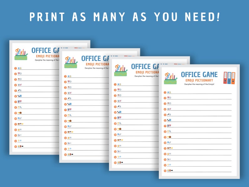 Office Games Emoji Pictionary, Printable Office Game for Team Building ...