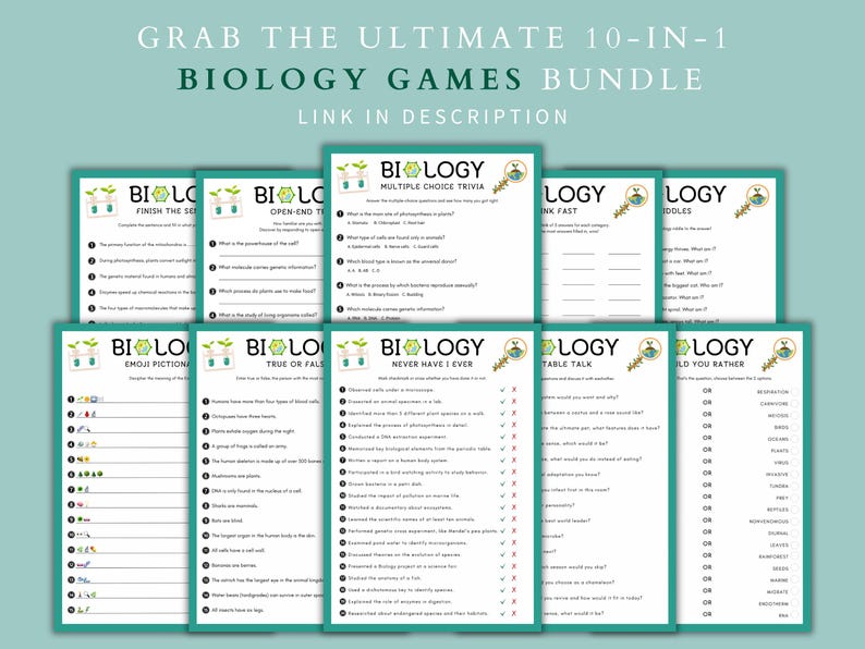 Printable Biology Think Fast Game | Fun Student Game | Trivia | College ...