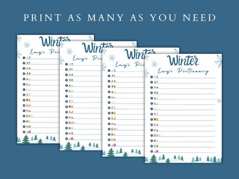 Winter Emoji Pictionary Game | Printable Winter Trivia Game | Fun ...