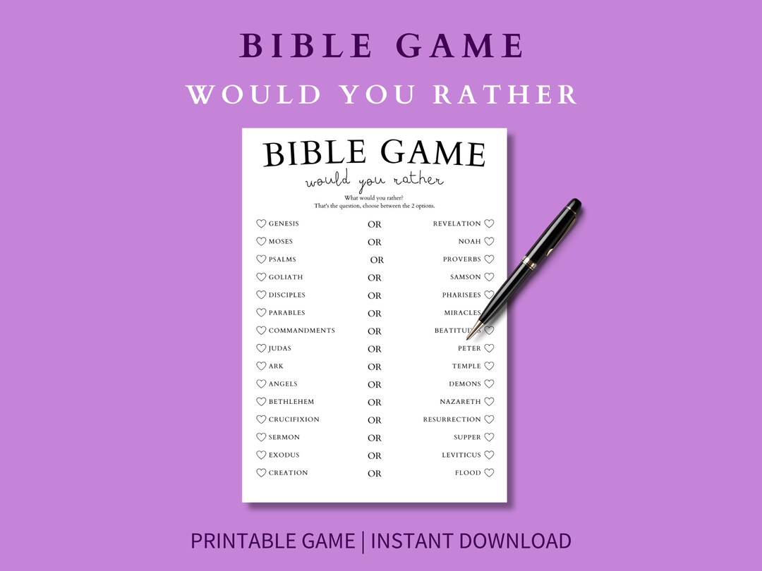 Bible Would You Rather Game, Printable Christian Family Game, Church ...