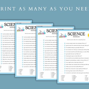 Printable Science Riddles Game | Digital Download | Student Science ...