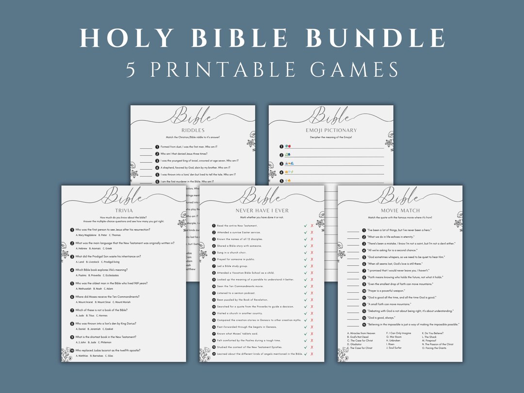 Holy Bible Games Bundle: Christian Party Games (digital Download PDF ...