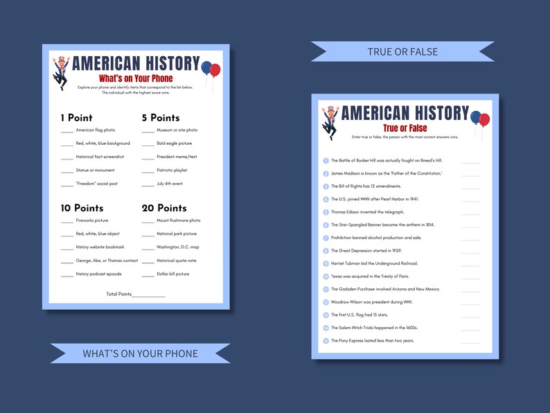Printable American History 10 Games Bundle, Family Trivia and Party ...