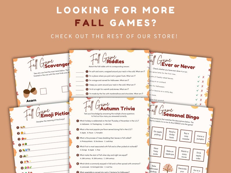 Fall Trivia Game: Fun Autumn Party Activity (printable) - Etsy
