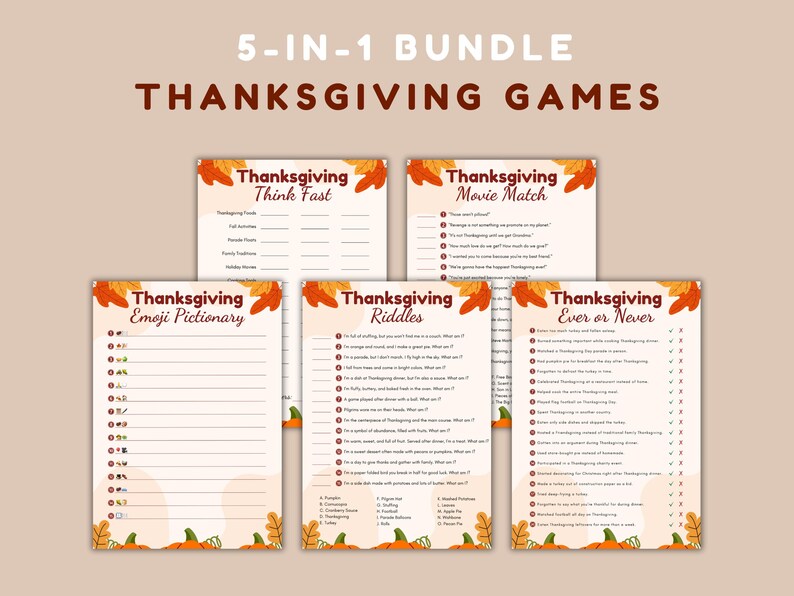 Thanksgiving Games Bundle: Family Trivia & Activities (printable) - Etsy