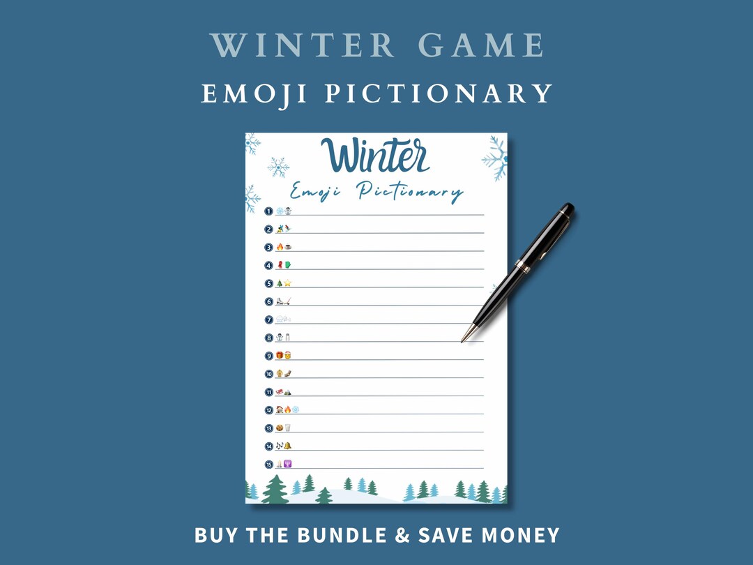 Winter Emoji Pictionary Game Printable Winter Trivia Game Fun Family ...