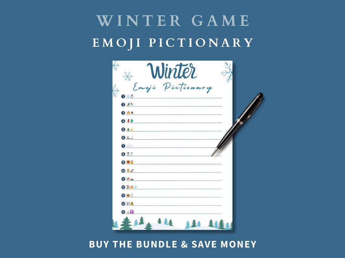 Winter Emoji Pictionary Game | Printable Winter Trivia Game | Fun ...