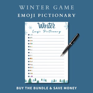 Winter Emoji Pictionary Game Printable Winter Trivia Game Fun Family ...
