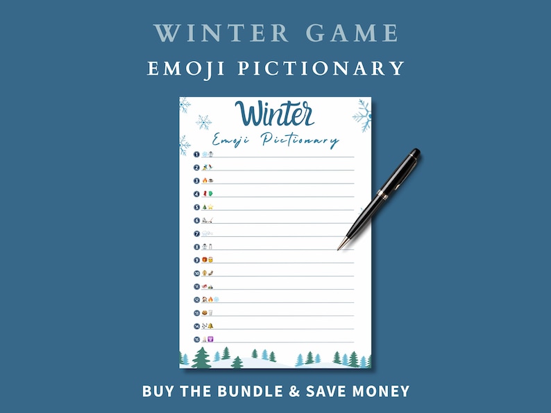 Winter Emoji Pictionary Game | Printable Winter Trivia Game | Fun ...