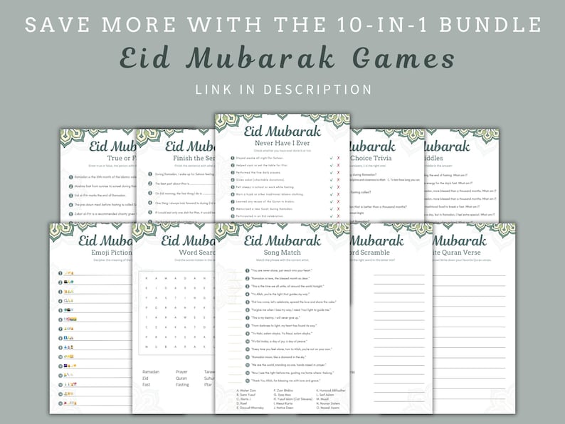 Eid Mubarak Games Bundle: Islamic Family Fun (instant Download) - Etsy