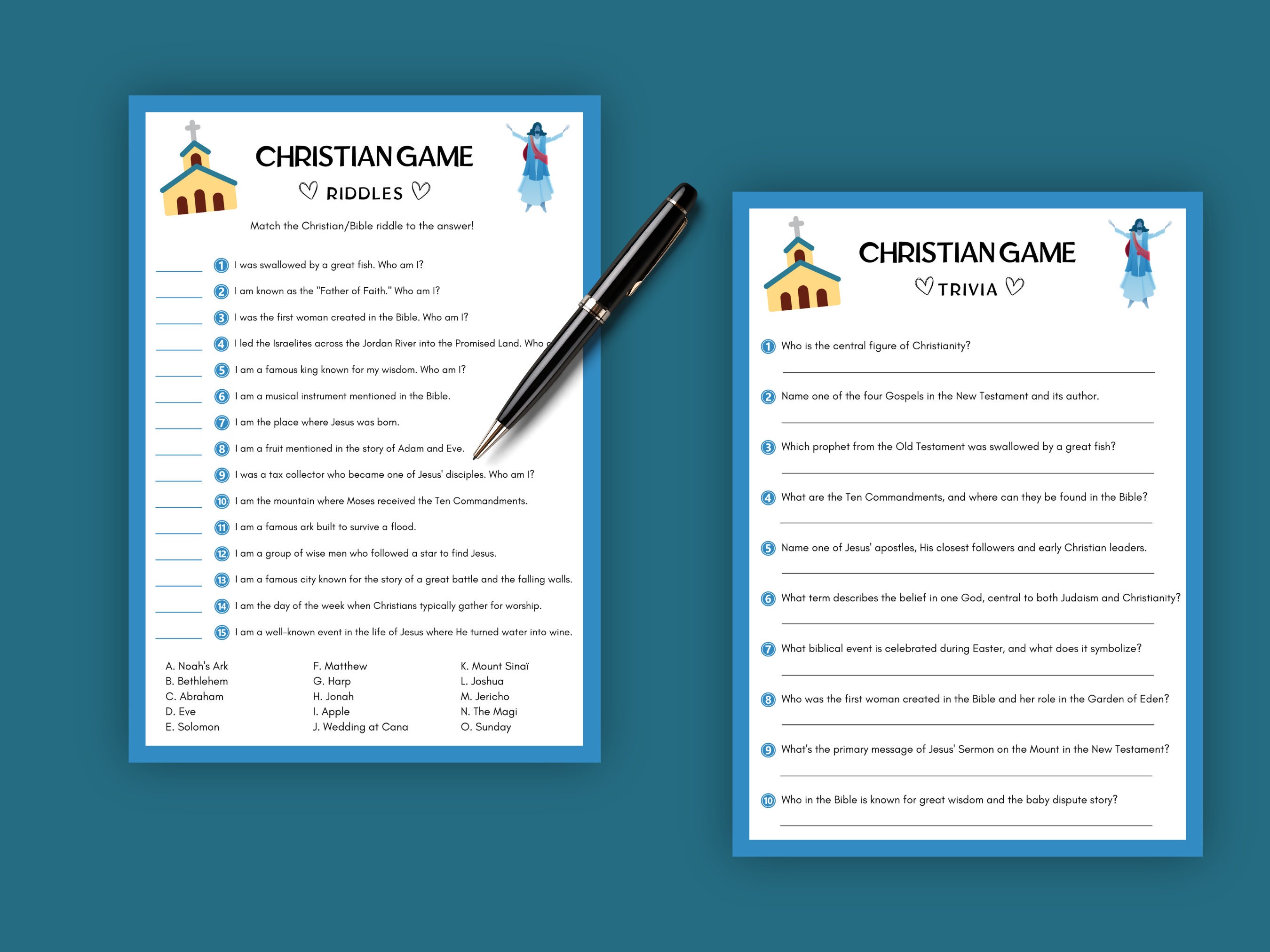 10-in-1 Printable Christian Games Bundle, Printable Faith-based ...