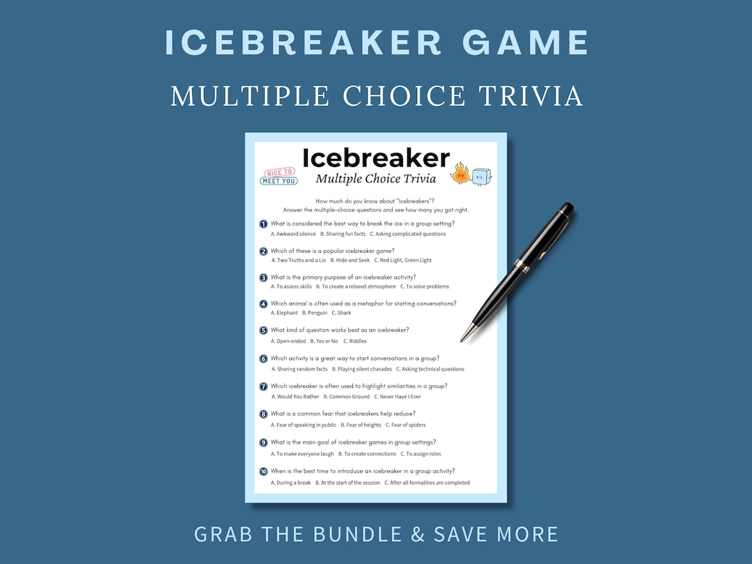 Icebreaker Multiple Choice Trivia Game Printable, Party Activity for ...