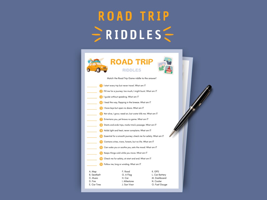 Road Trip Riddles Game: Interactive Car Travel Activity (instant ...