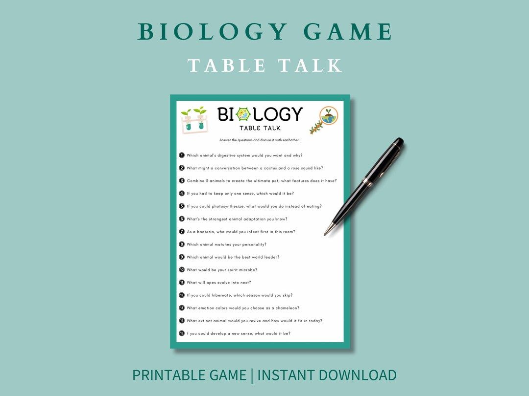 Printable Biology Table Talk Game: Student Trivia (digital Download) - Etsy