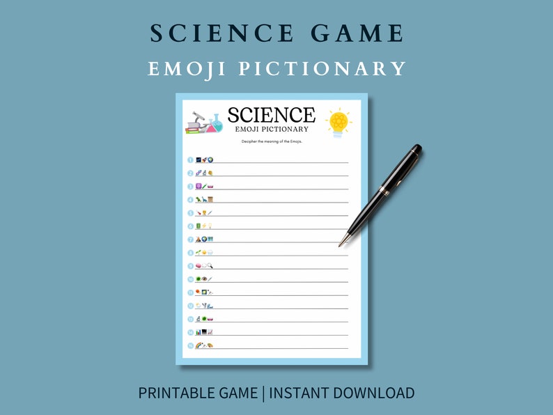 Science Emoji Pictionary Game: Fun Student Printable (digital Download ...