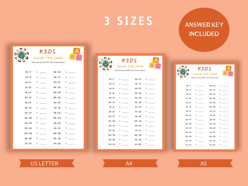 Kids Solve the Sums | Instant Download | Printable Math Puzzles for ...