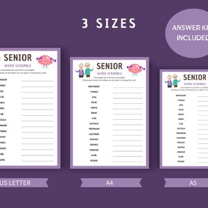 Senior Word Scramble, Instant Download, Printable Word Puzzle, Elderly ...