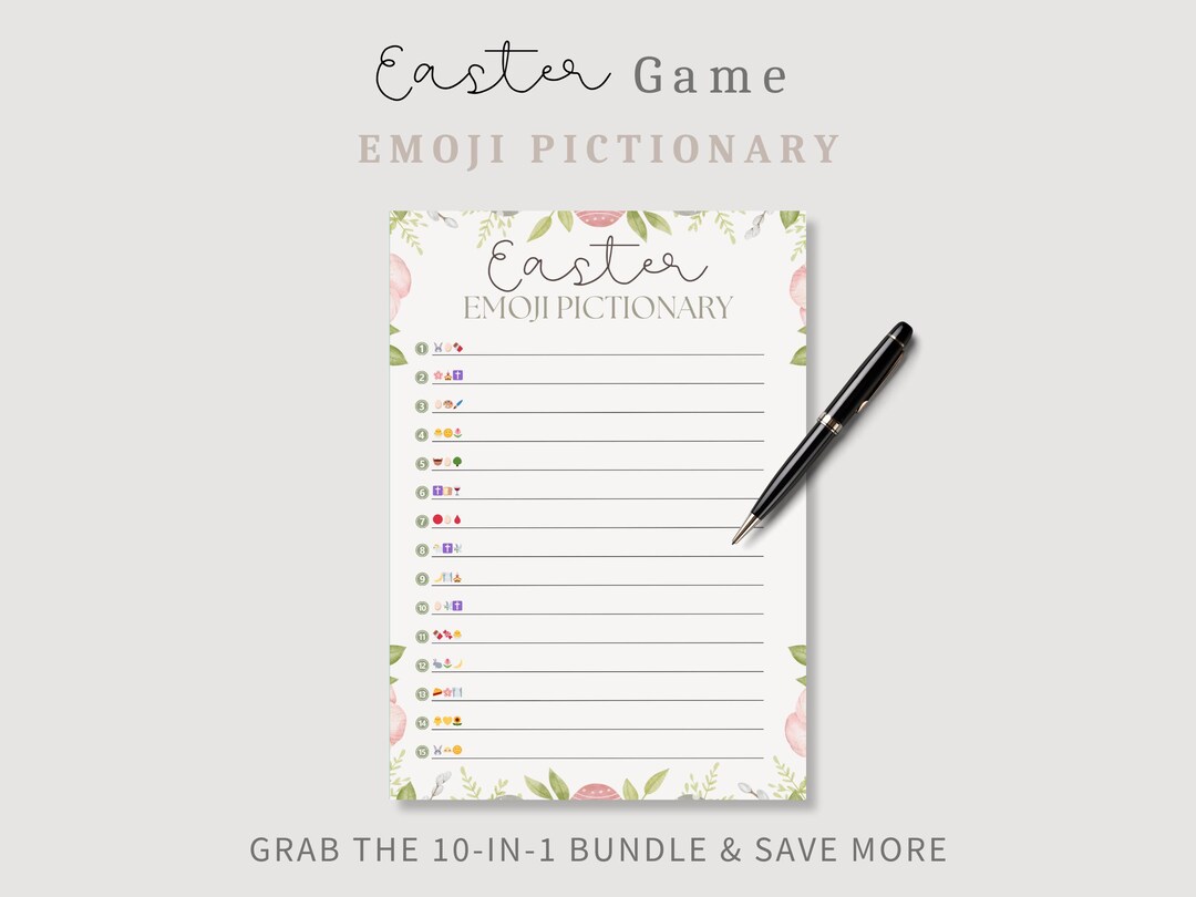 Easter Emoji Pictionary Game, Printable Easter Family Activity, Digital ...