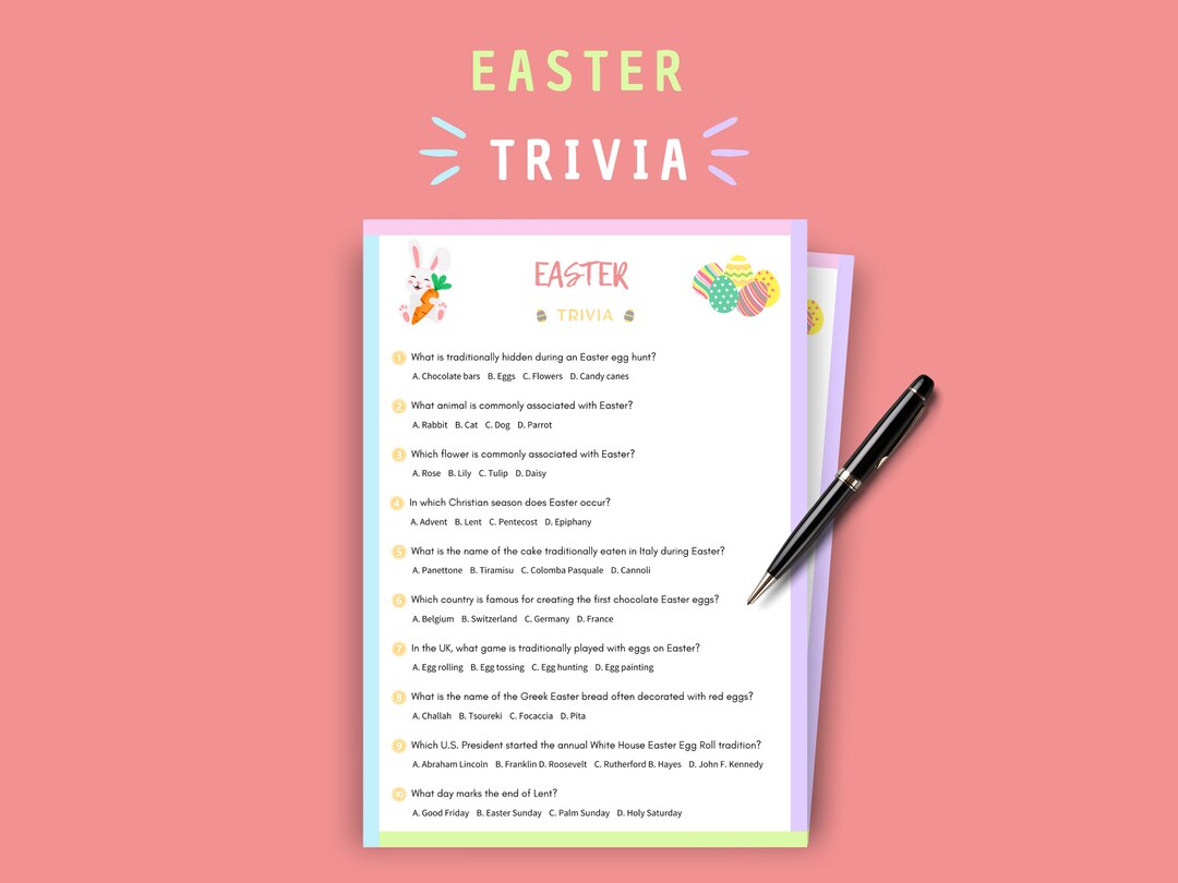 Easter Multiple Choice Trivia Game | 10 Question Quiz | Instant ...