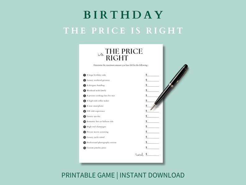The Price is Right Birthday Game: Printable Family Trivia (digital ...