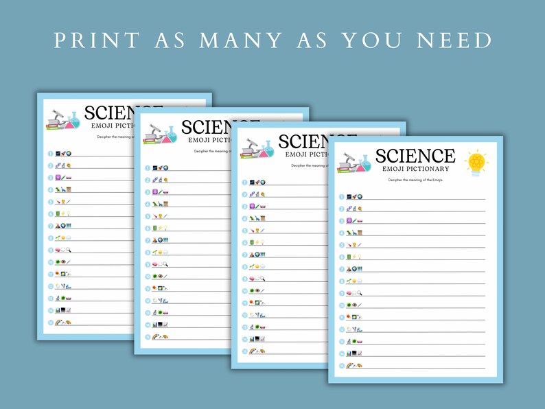 Science Emoji Pictionary Game: Fun Student Printable (digital Download ...
