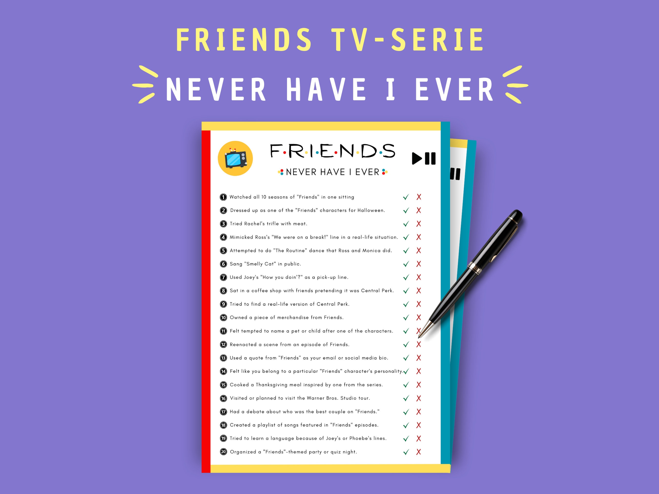 Friends Never Have I Ever Game | Instant Download Printable | Fun Party ...