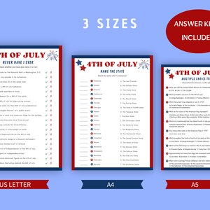 4th of July Game Bundle, Instant Download Printable Family Games ...