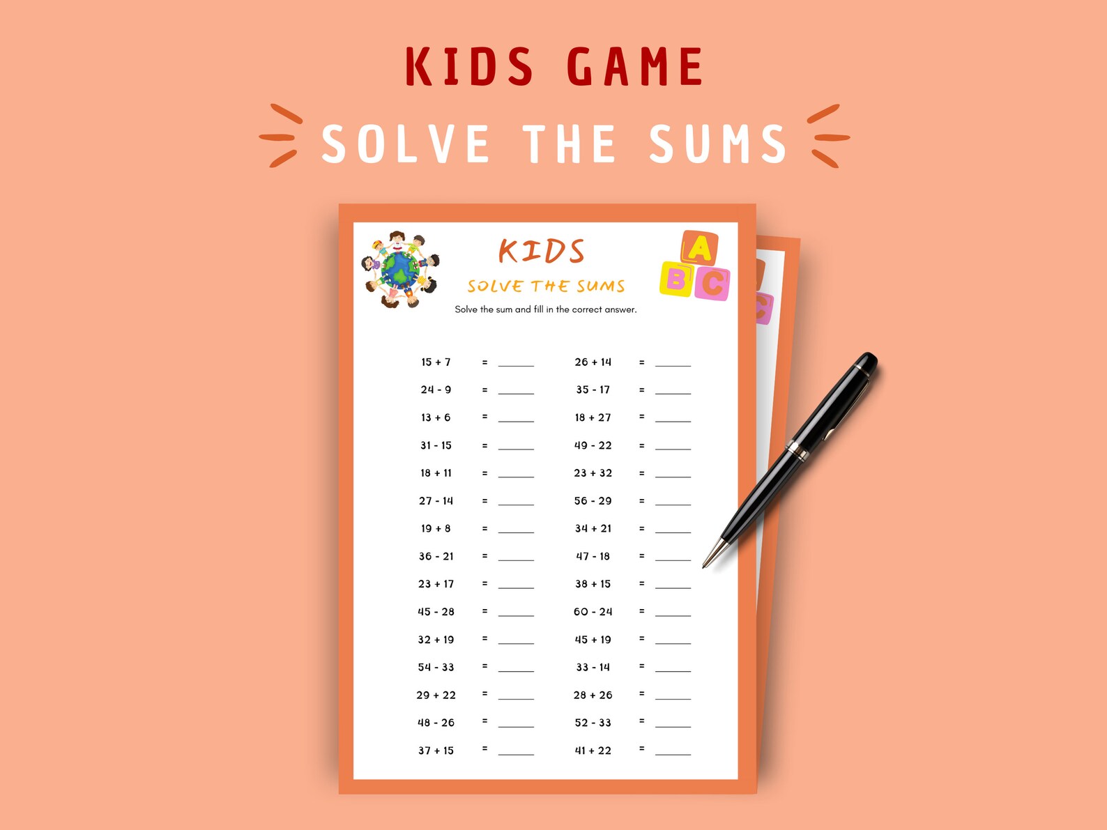 Kids Solve the Sums | Instant Download | Printable Math Puzzles for ...