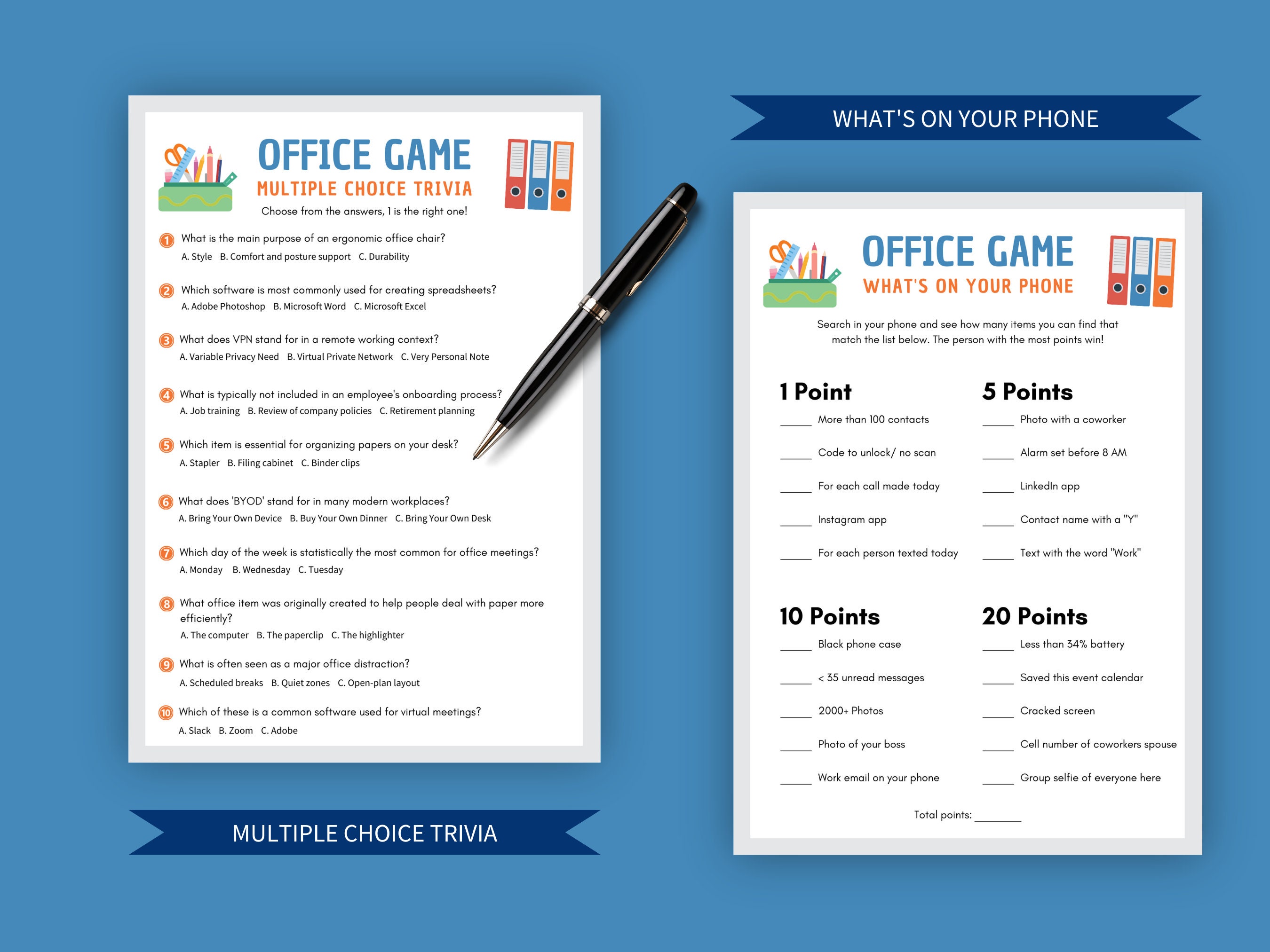 Office Team Building Games Bundle: 10 Printable Work Trivia (PDF) - Etsy