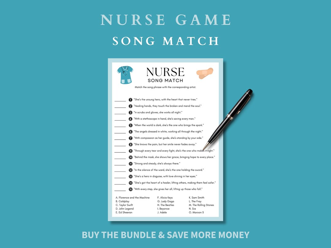 Nurse Song Match Game: Printable Medical Trivia (digital Download) - Etsy