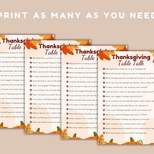 Thanksgiving Table Talk Game: Fun Family Activity (digital Download) - Etsy