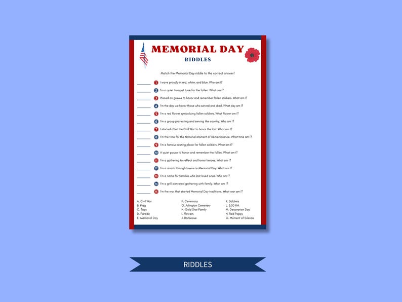 Memorial Day Games Bundle: Printable Party Activities (digital Download ...