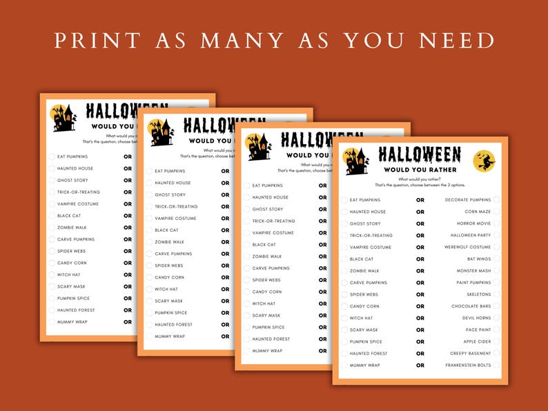 Halloween Would You Rather Game | Digital Download | Family Trivia Game ...