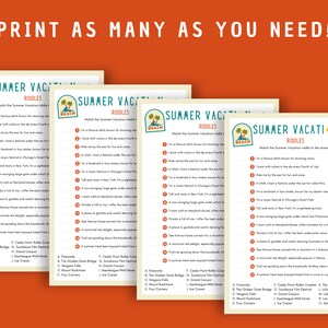 Summer Vacation Riddles | Instant Download | Printable Family Game ...