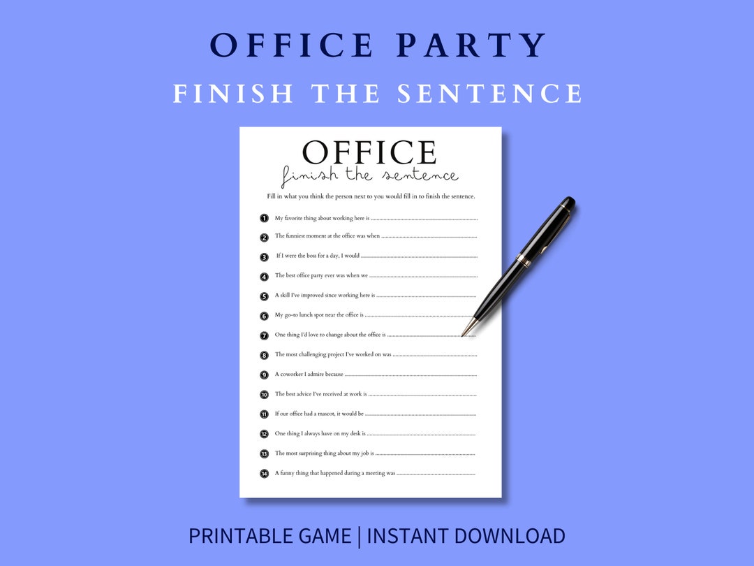 Printable Finish the Sentence Office Party Game (digital Download) - Etsy