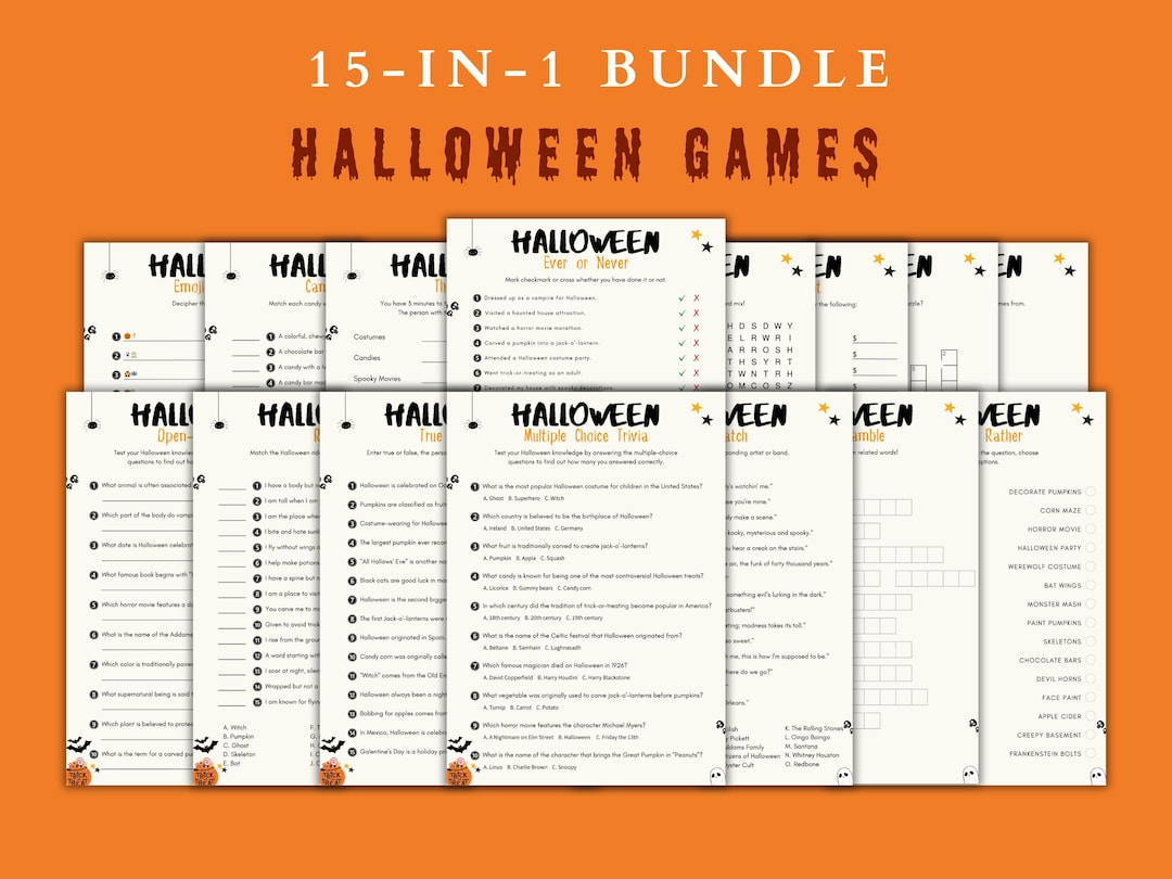 15-in-1 Halloween Games Bundle: Spooky Party Games (digital Download ...