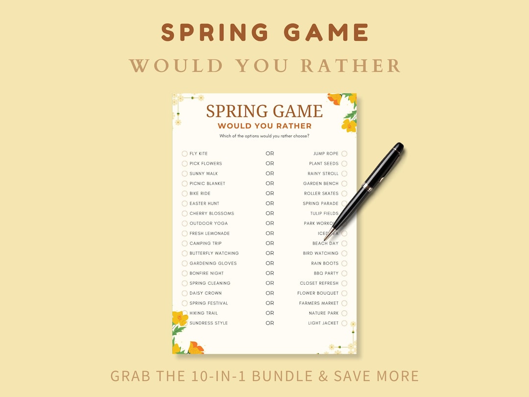 Spring Would You Rather Game, Printable Spring Party Game, Fun Family ...